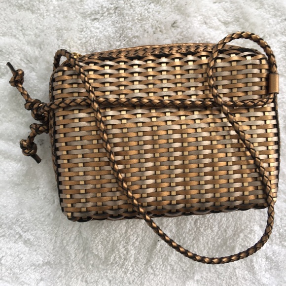 CEM | Bags | Great Cem Goldbronze Leather Woven Braided Purse | Poshmark
